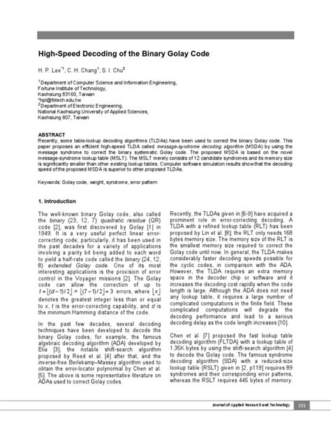 golay codes pdf algorithms error detection and correction