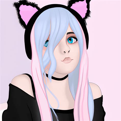 Sophisticated Cute Egirl Belle Delphine Style With Fluffy Cat Ears · Creative Fabrica