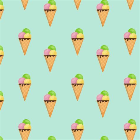 Premium Vector Cone Ice Cream Seamless Pattern