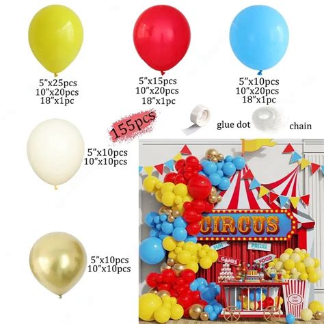 Pcs Carnival Circus Balloon Garland Kit Yellow Red Blue Etsy