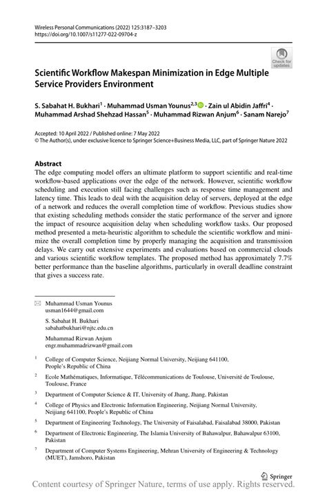 scientific workflow makespan minimization in edge multiple service providers environment