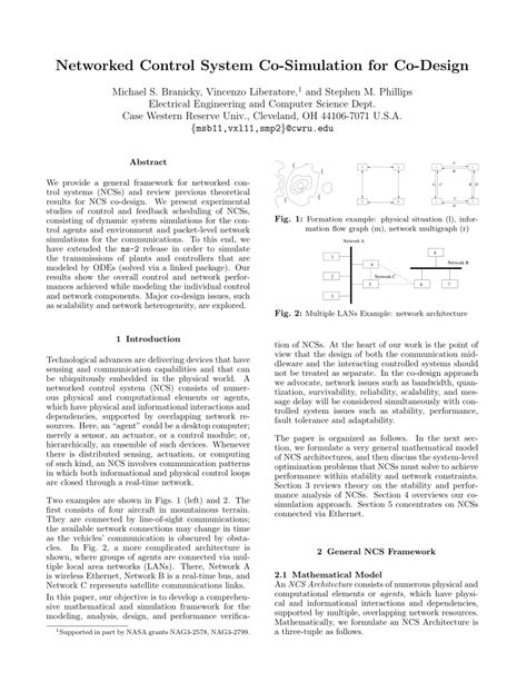 pdf networked control system co simulation for co design