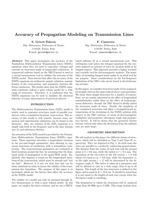 [pdf] accuracy of propagation modeling on transmission lines