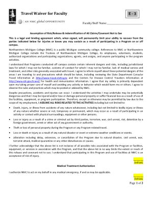 Fillable Online Study Abroad Travel Waiver For Faculty Fax Email Print