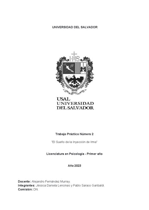 Trabajo practico N2 PSICO UNIVERSIDAD DEL SALVADOR Trabajo Práctico