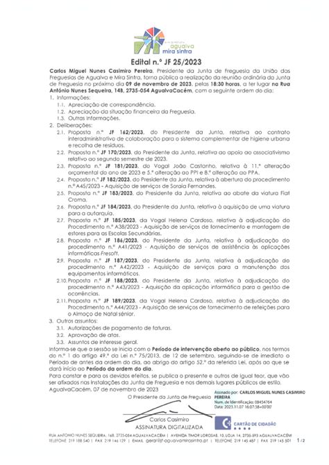 Edital n º JF 25 2023 Jf Agualva Mira Sintra