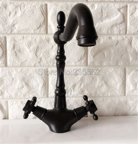 Havza musluk siyah bronz banyo lavabo musluğu döner borulu çift çapraz