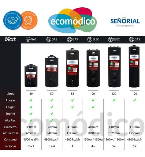 Termotanque Señorial Black A Gas Alta Recuperacion 30 Litros ECOMODICO