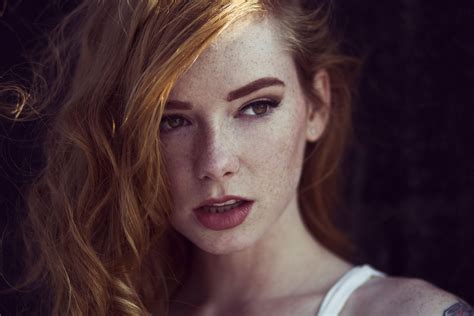 Hattie Watson Open Mouth Readhead Redhead Long Hair Solo Portrait Model Red Lipstick