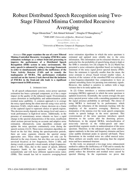 pdf robust distributed speech recognition using two stage filtered minima controlled recursive