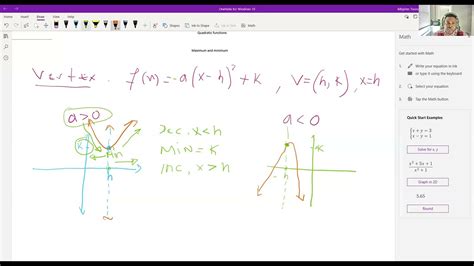 maximum and minimum values of quadratic function vertex form youtube