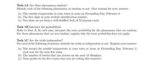 solved task 1a are these phenomena random identify each of