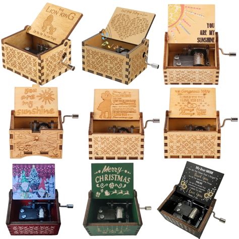 Mini Bo Te Musique Manivelle En Bois Vintage Bo Tes Musique Pour