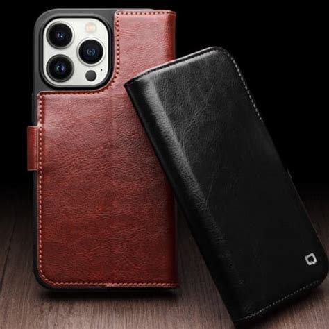 Qialino Eleganckie Sk Rzane Etui Pokrowiec Do Iphone Pro Max Br Zowe