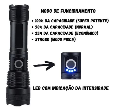 Lanterna T Tica De Bolso Longo Alcance B Max Bm P Usb