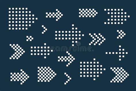 Bit Pixel Halftone Arrows Vector Set Of Icons Collection Of Arrow