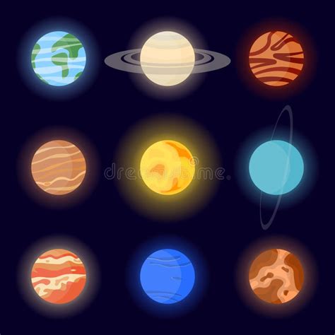 Iconos De Los Planetas De La Sistema Solar Y Del Sol Ejemplo Del Vector