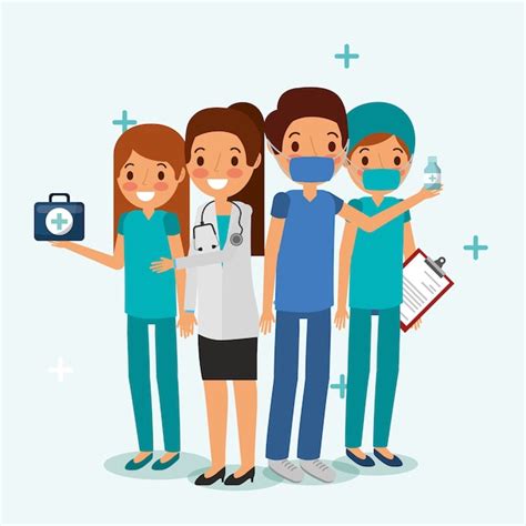 Personas equipo médico profesional con estetoscopio Vector Premium
