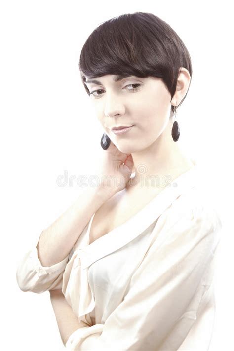 Pretty Short Hair Brunete Stock Image Image Of Natural 60975195