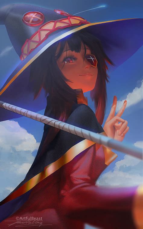 Kono Subarashii Sekai Ni Shukufuku Wo Anime Girls Brunette Short Hair Witch Hat Hd Phone