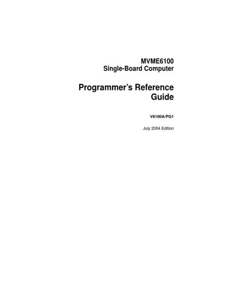 programmer s reference guide mvme6100 single board computer pdf random access memory booting