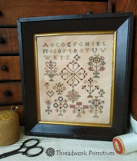Primitive Cross Stitch Pattern Handtuch Sampler Etsy