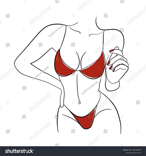 Woman Body Line Drawing Abstract Minimal Stock Illustration