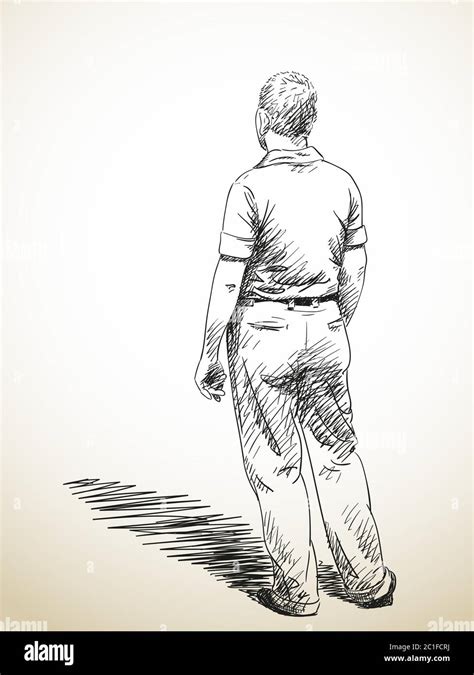 Dessin d homme debout depuis le dos illustration dessinée à la main