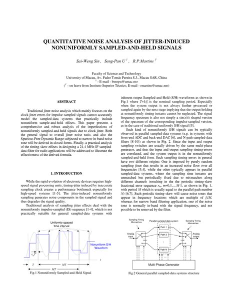 pdf quantitative noise analysis of jitter induced nonuniformly sampled and held signals
