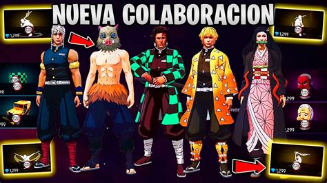 TODOS LOS OBJETOS DE LA COLABORACION CON DEMON SLAYER FREE FIRE X