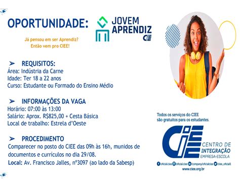 CIEE Faz Processo Seletivo Para 25 Vagas De Jovem Aprendiz ACIJ