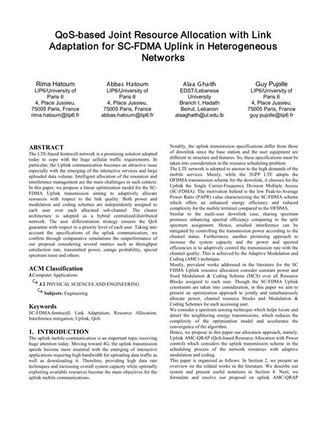 pdf qos based joint resource allocation with link adaptation for sc fdma uplink in