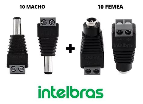 Kit De Conectores Intelbras Plug P4 10 Macho 10 Hembra Para Cftv