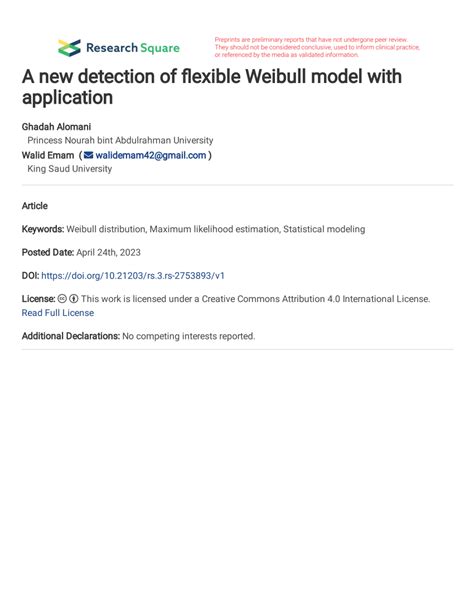 pdf a new detection of flexible weibull model with application