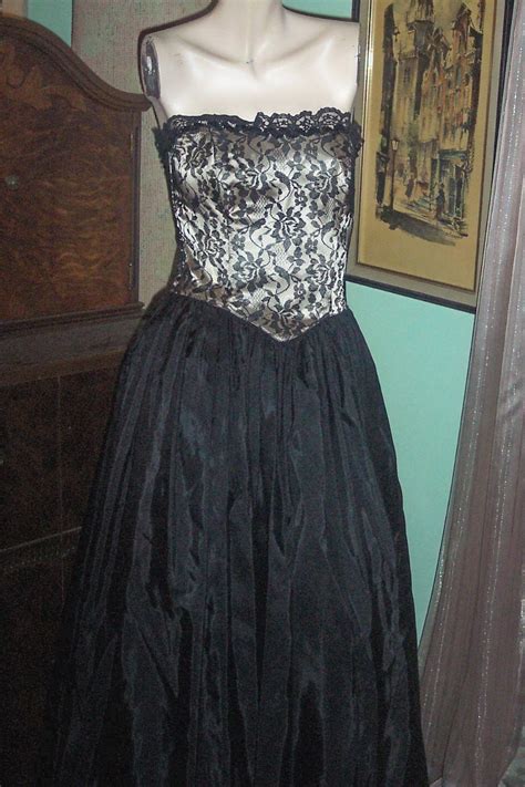Gunne Sax Strapless Vintage Dress Boned Prom Party Formal 80s Taffeta