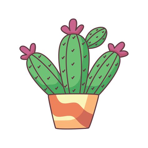 Cactus Cartoon Doodle Hand Drawn Concept Vector Kawaii Illustration