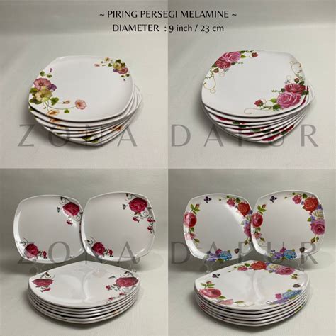 Jual 6 Pcs Piring Melamine Persegi Ceper 9 Inch 23 Cm Piring