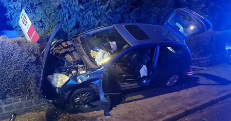 Driver S Lucky Escape After Car Wrecked In Aldridge Bus Stop Crash