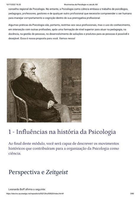 Movimentos na psicologia no século XX Psicologia