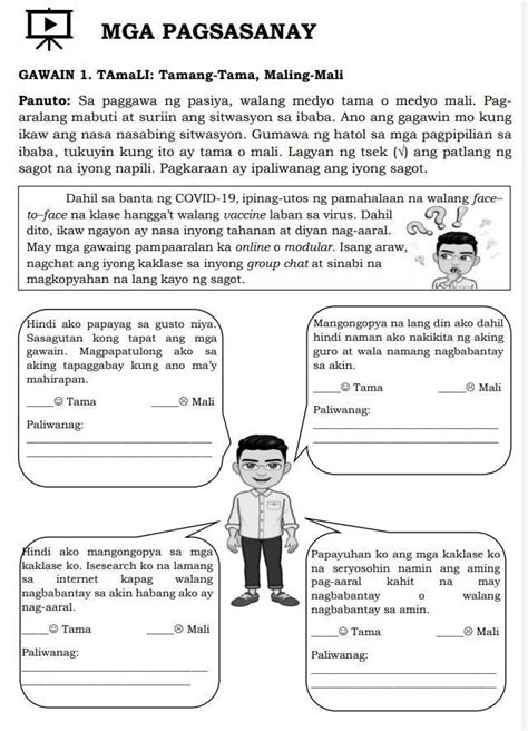 Panuto Sa Paggawa Ng Pasiya Walang Medyo Tama O Medyo Mali Pag