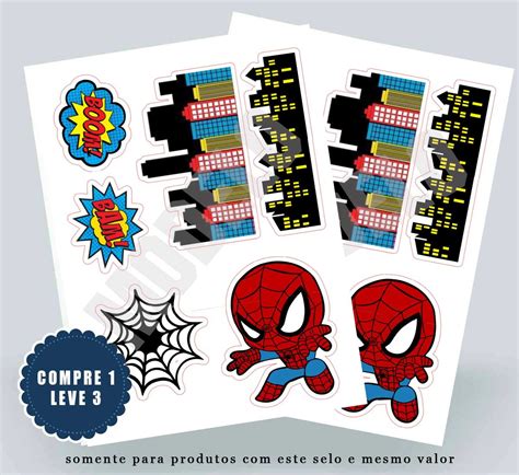Topo de Bolo Homem Aranha Super Herói Compre 1 Leve 3 Elo7