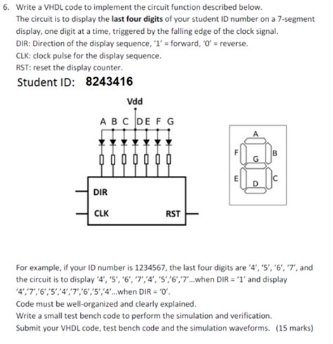 write a vhdl code to implement the circuit function described below 6 the circuit is to