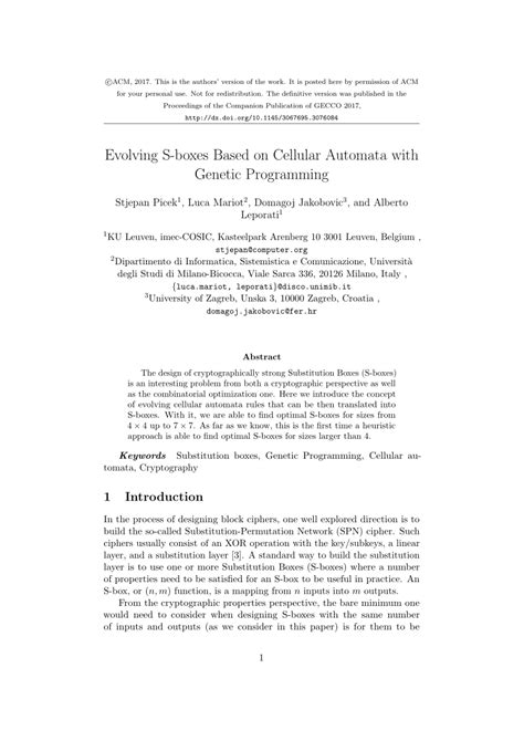 pdf evolving s boxes based on cellular automata with genetic programming