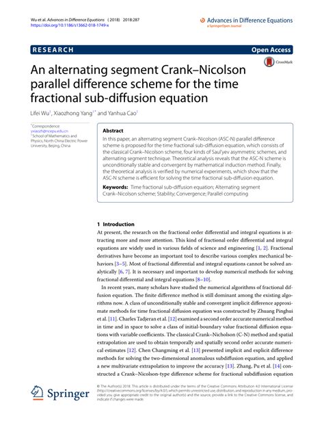 pdf an alternating segment crank nicolson parallel difference scheme for the time fractional