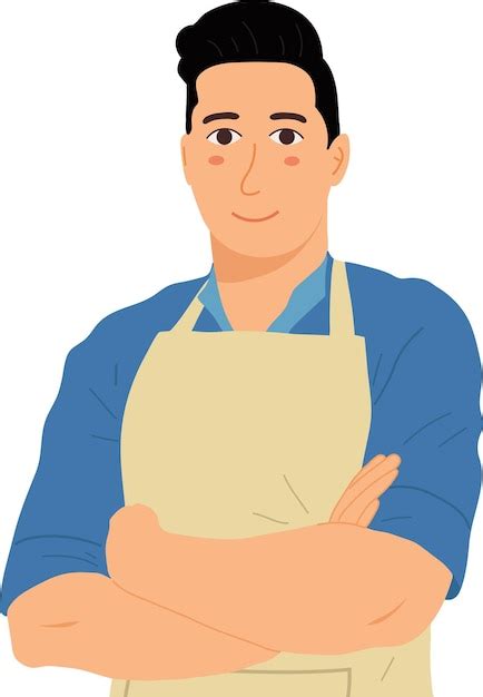Hombre empleado tienda vendedor saludo ilustración gráfica dibujos