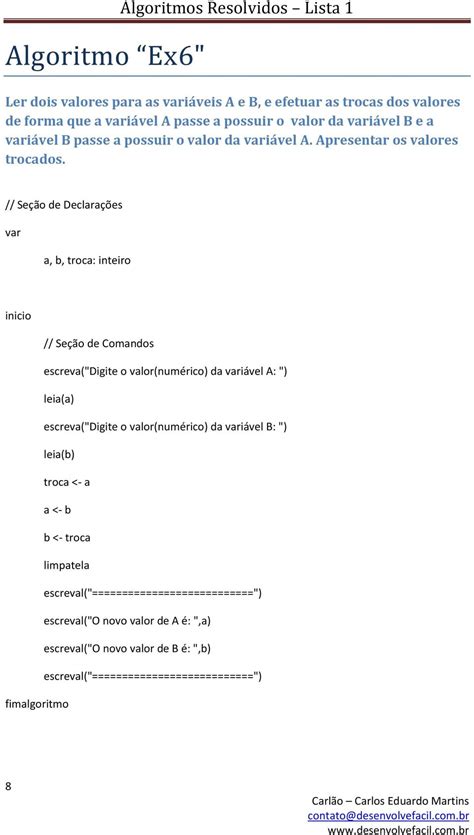 Algoritmos Resolvidos Lista Fa A Um Algoritmo Que Receba Dois