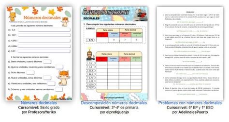 Ejercicios para repasar los números decimales en Primaria