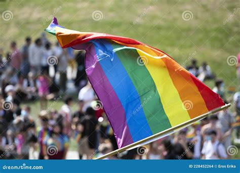 Lgbt Pride Rainbow Flag As A Symbol Of Lesbian Gay Bisexual Transgender And Pride And