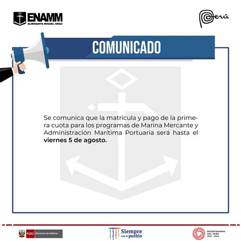 Se Comunica Que La Matr Cula Y Pago De La Primera Cuota Para Los