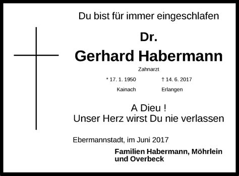 Traueranzeigen Von Gerhard Habermann Trauer Nn De